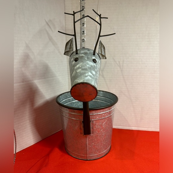 Holiday | Rustic Metal Deer Container Indoor Outdoor Storage Tub Bucket ...